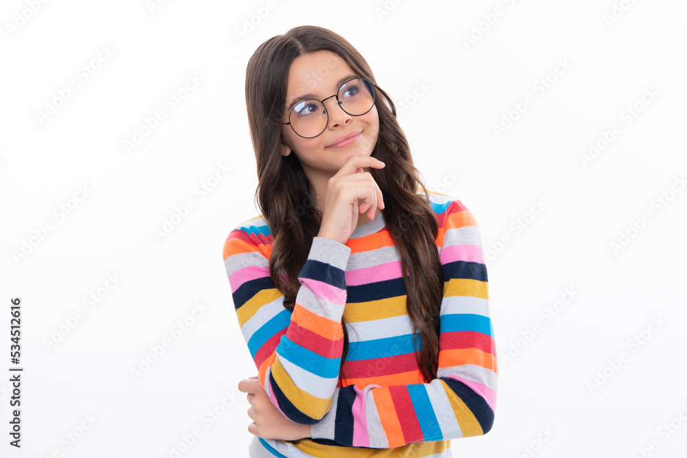 Thinking face, thoughtful emotions of teenager girl. Thoughtful teenage ...