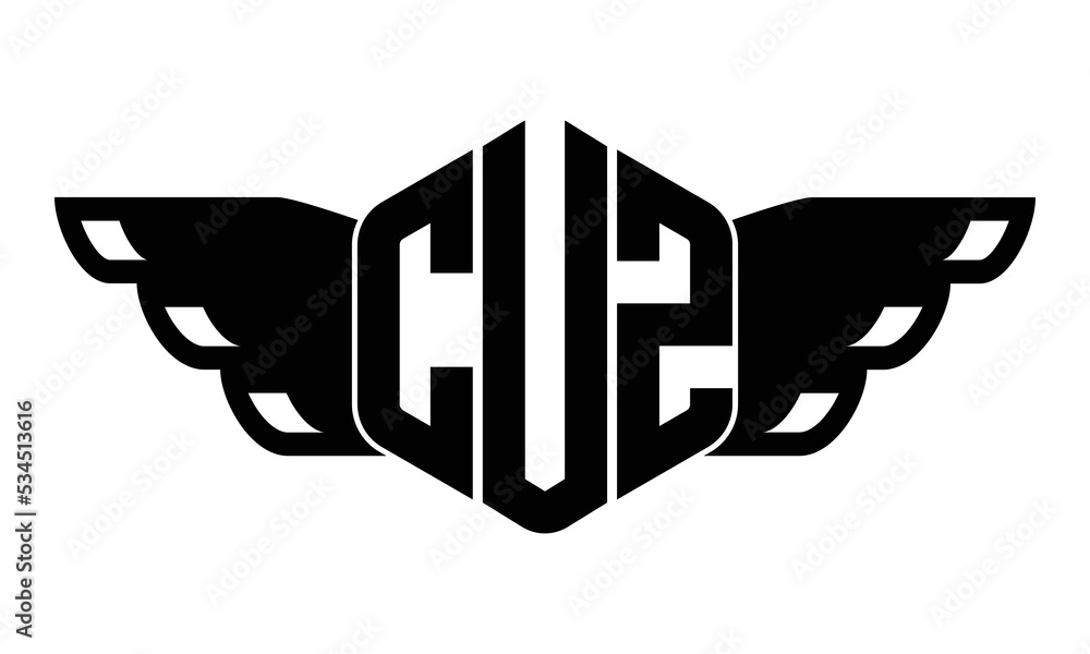 CUZ three-letter butterfly iconic logo design vector template | polygon ...