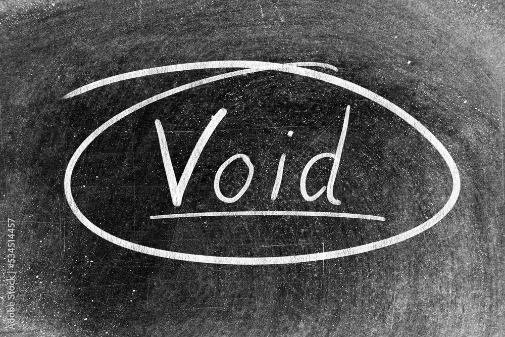 White chalk hand writing in word void on blackboard background Stock ...