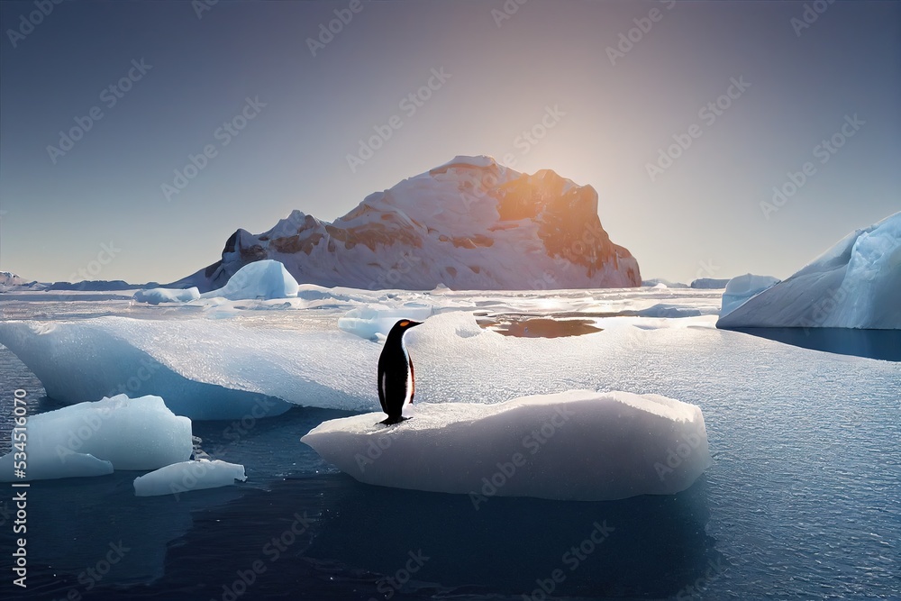 Emperor penguins on the ice in the Antarctic. Cold Antarctic and ice ...