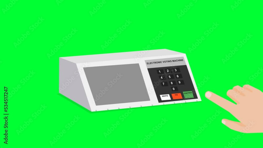 Electronic machine voting urn, animation green background, illustration ...