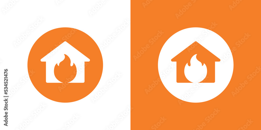 Poster House on fire logo icon, fire prevention symbol vector – Wall ...