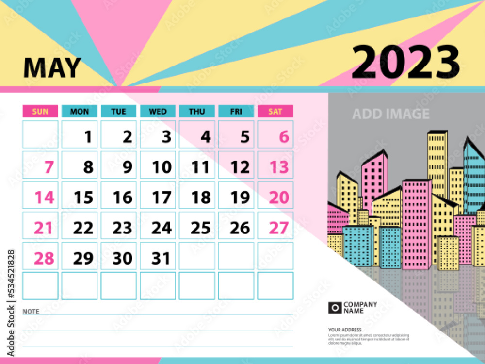 May 2023 template - Calendar 2023 year design, Desk calendar 2023 year ...