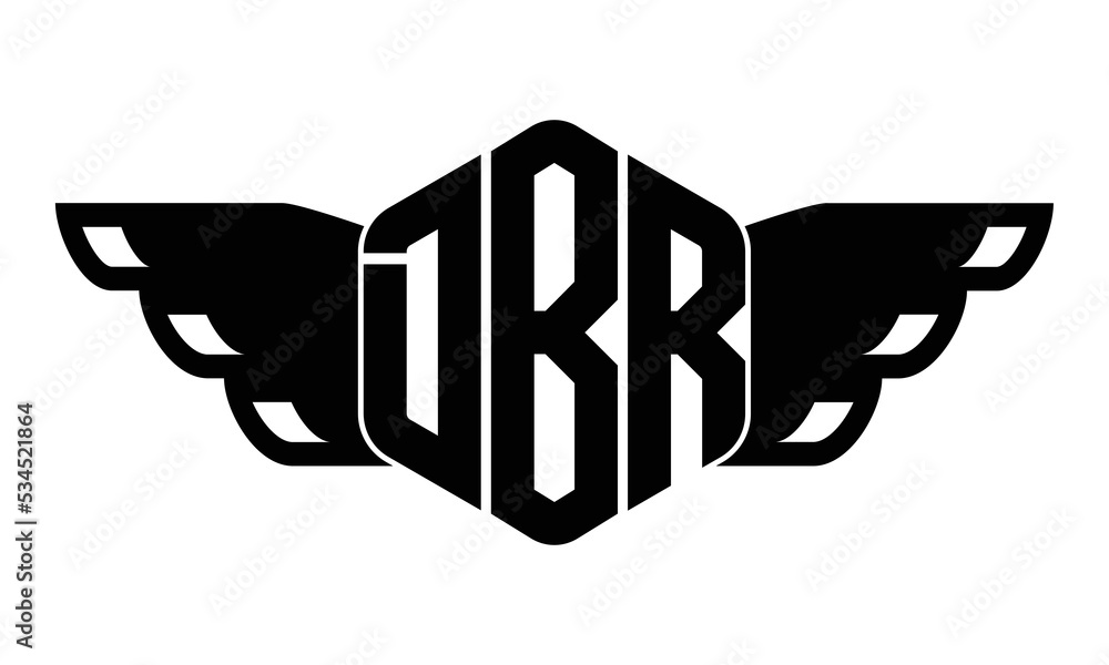 DBR three-letter butterfly iconic logo design vector template | polygon ...
