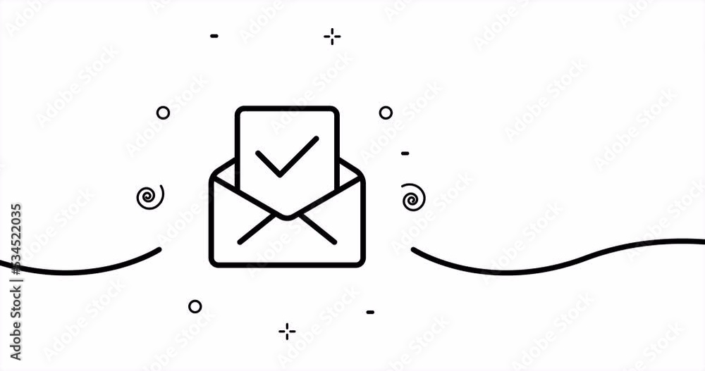 Letter with checkmark. Envelope, approval, confirmation, identity ...