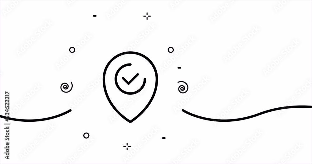 Location pointer with checkmark. GPS, geolocation, approval, right ...