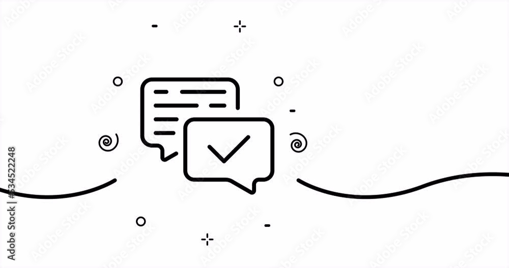 Speech bubbles with checkmark. Feedback, talk, confirmation, approval ...