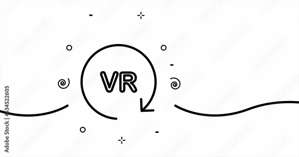 VR sign with circular arrow. 360 degrees, virtual reality, cyberspace ...