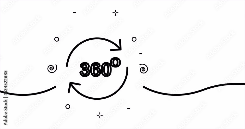 360 degrees. Viewing angles, circular arrows, view, virtual reality ...