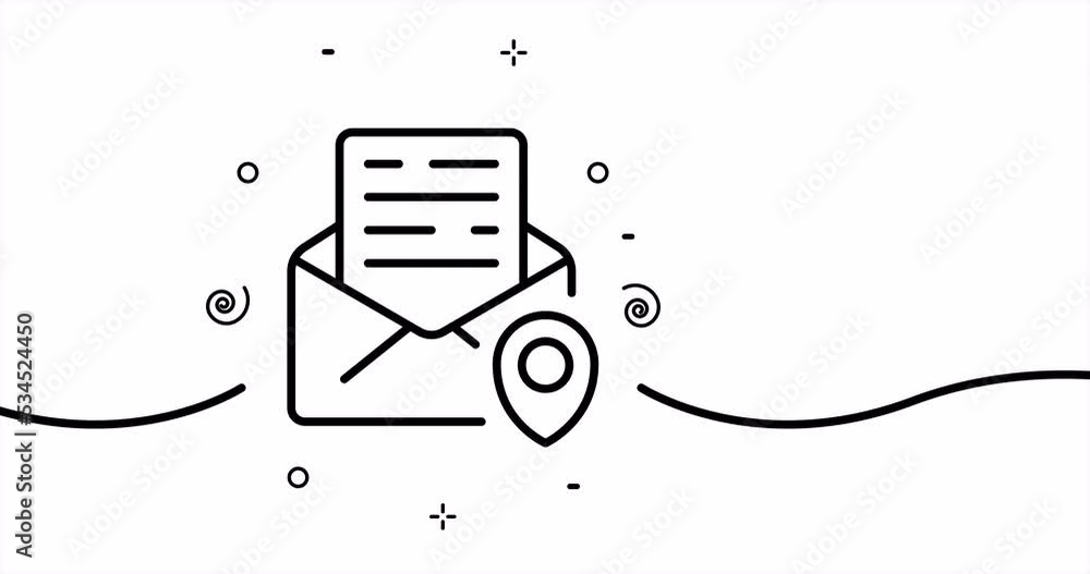 Letter with location pointer. Envelope, document, send geolocation, gps ...