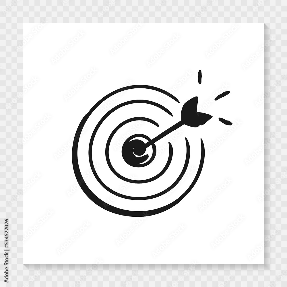 Target with arrow. Hand drawing illustration isolated on white paper ...