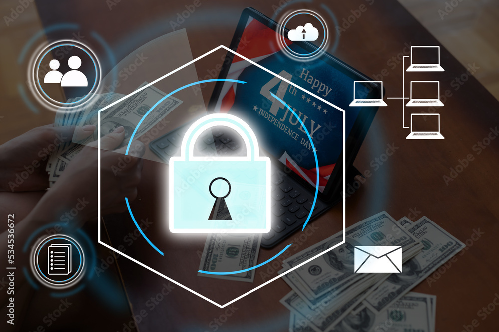 Personal Data Protection Act or PDPA concept. Businessmen use a phone ...