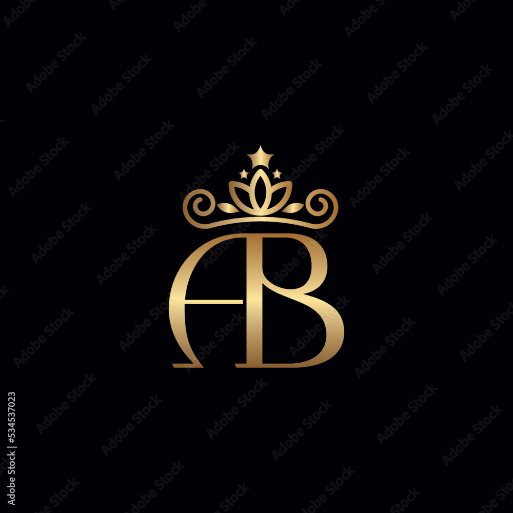 gold AB logo crown beauty Stock Vector | Adobe Stock