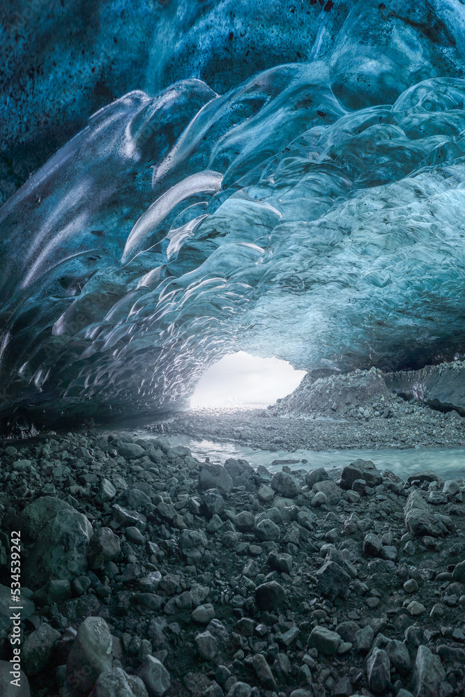 Blue ice cave in glacier Stock Photo | Adobe Stock