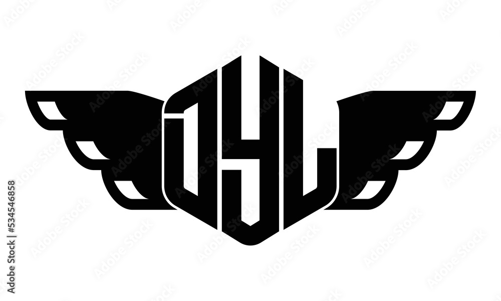 DYL three-letter butterfly iconic logo design vector template | polygon ...