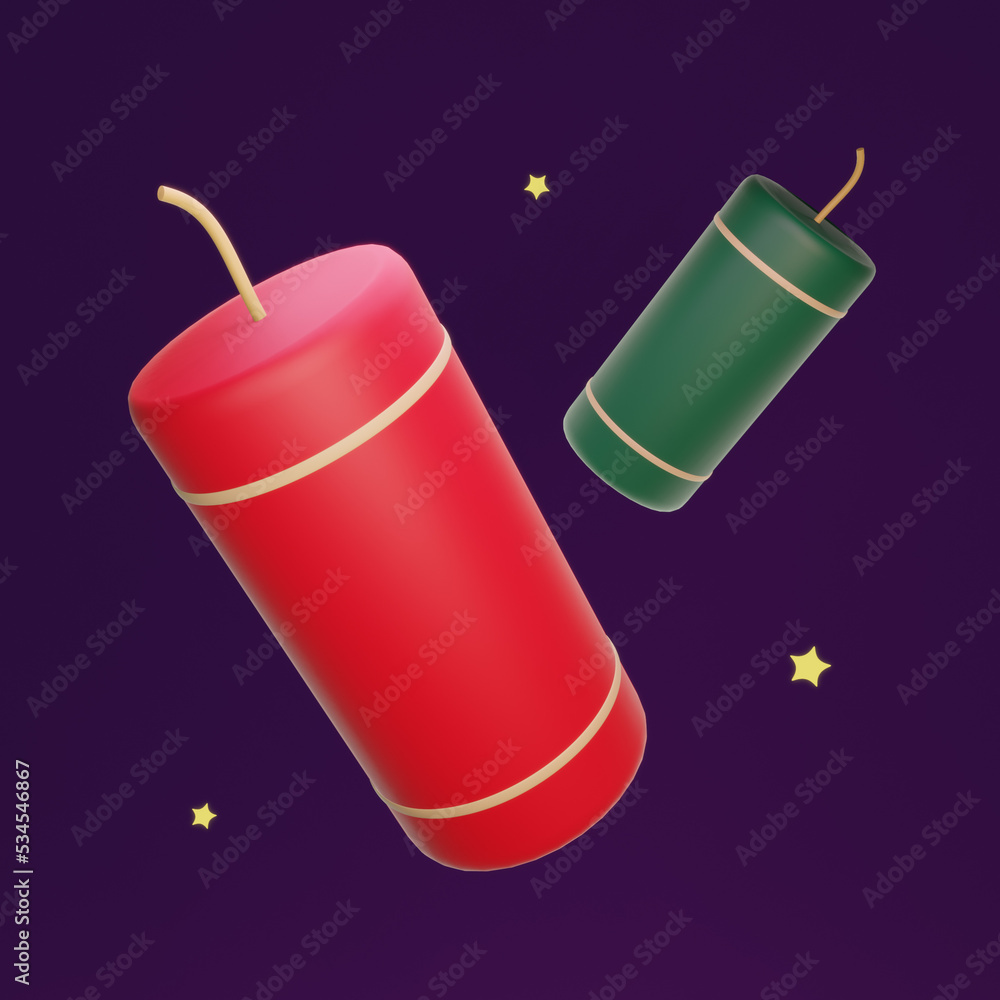 3d illustration for diwali of traditional green and red fire cracker ...