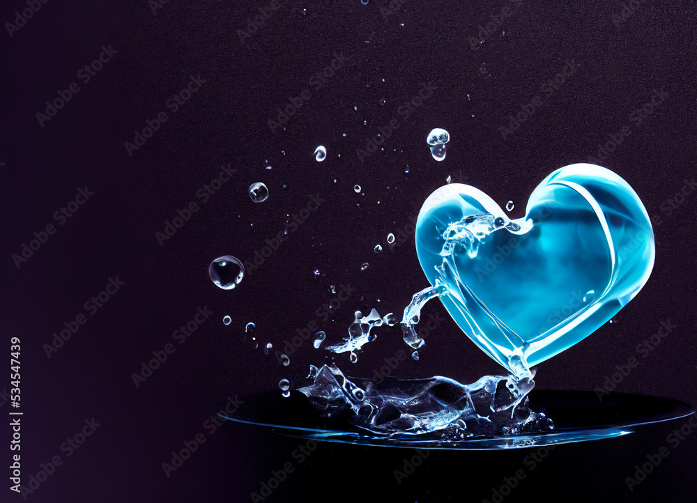 Love is a dynamic feeling, like this blue heart shaped splash on black ...