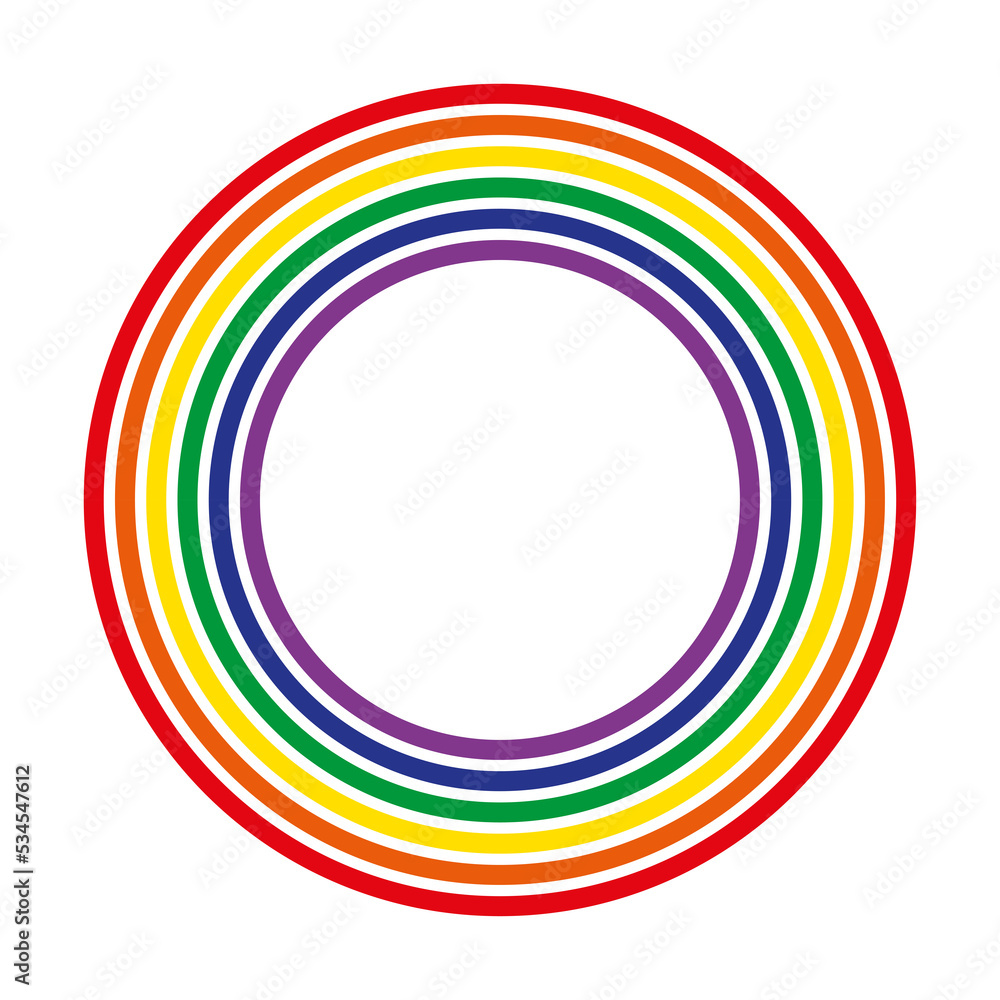 Concentric circles, rainbow colored. Outlined ring shapes. Isolated png ...