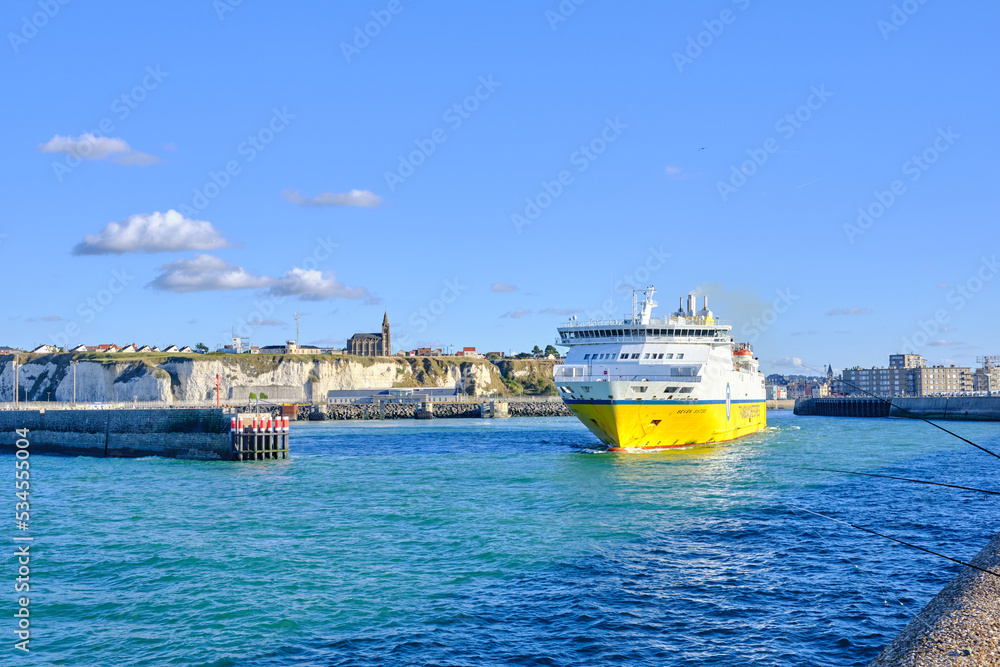 Dieppe, Normandy, France - September 21 2022: The DFDS passenger ferry departing from the ...