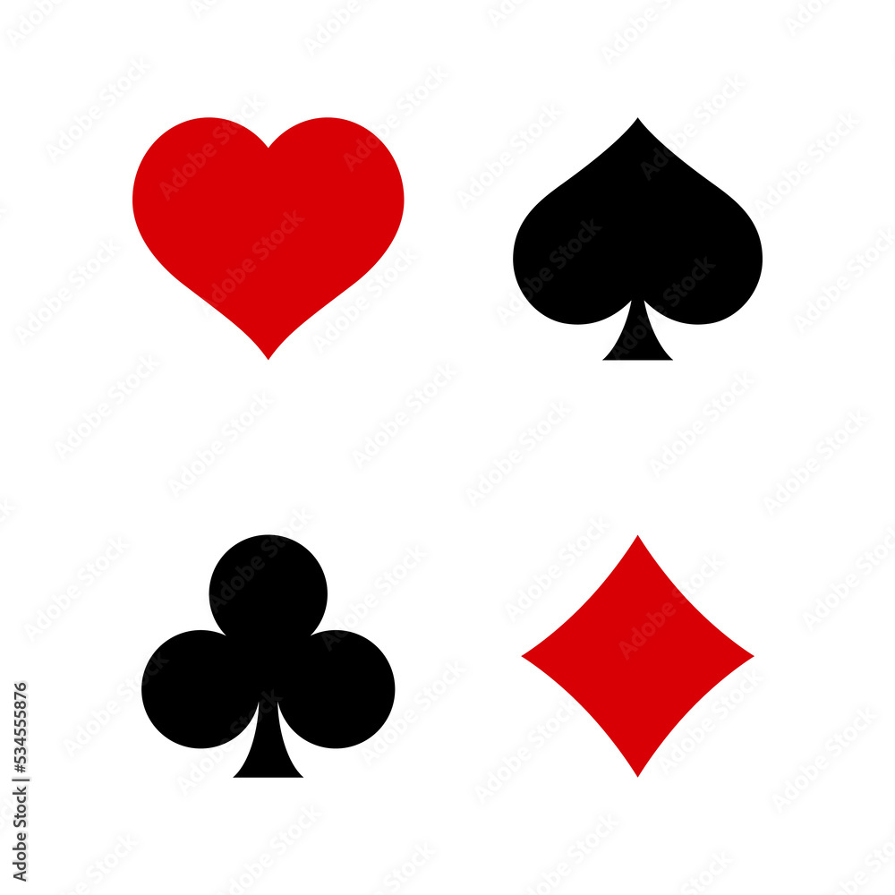 Suit of playing cards. Vector illustration symbols isolated on white ...
