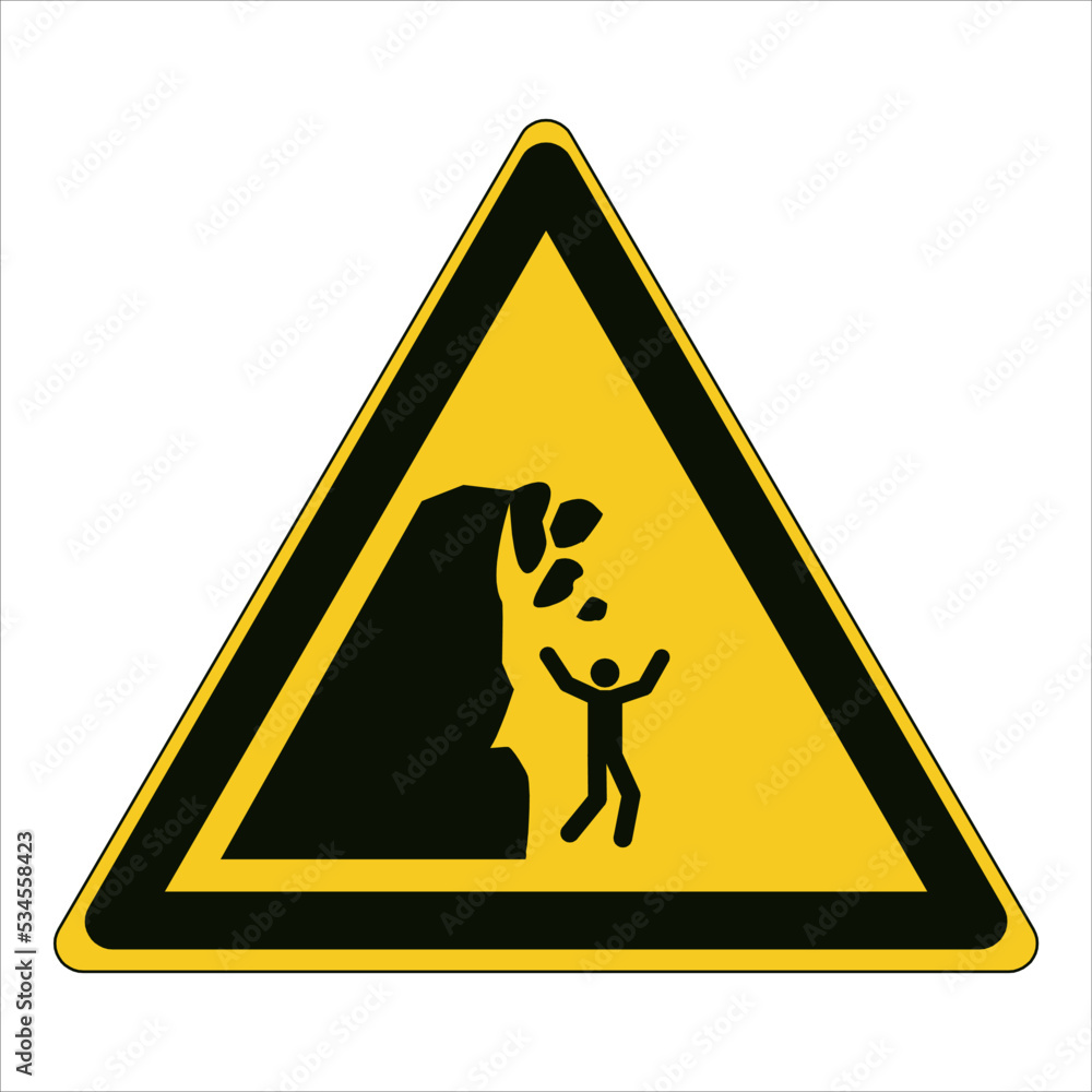 ISO 7010 Registered safety signs - Warnings - Unstable cliff This ...