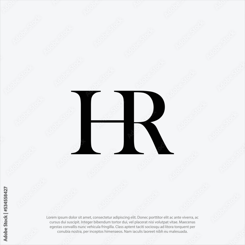 HR lettering alphabet combining letter H and R logo design in vector ...