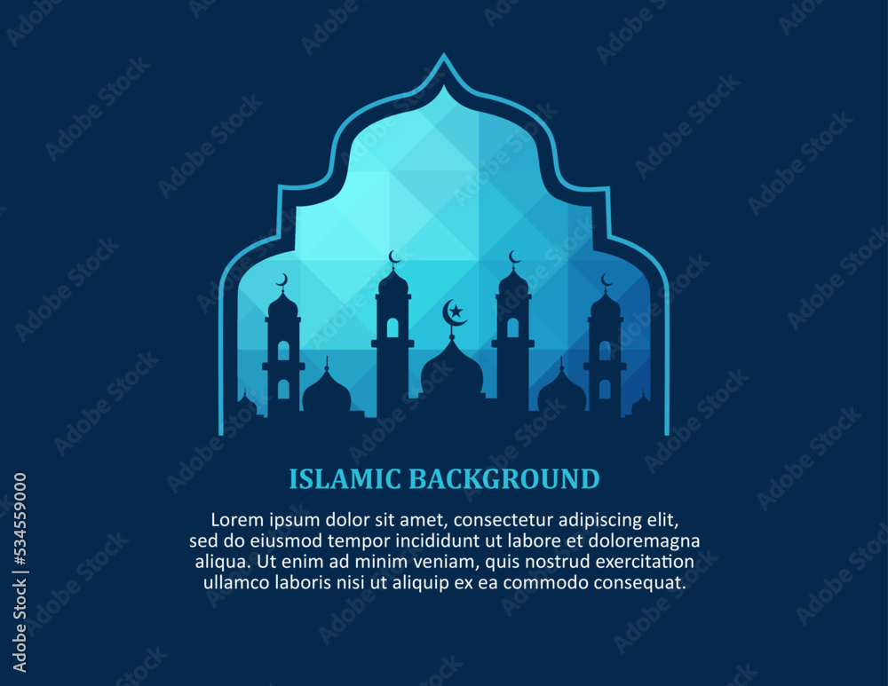 islamic background blue color with mosque Stock Vector | Adobe Stock