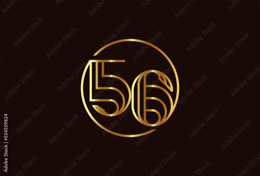 Number 56 Logo, Number 56 monogram line style inside circle can be used ...