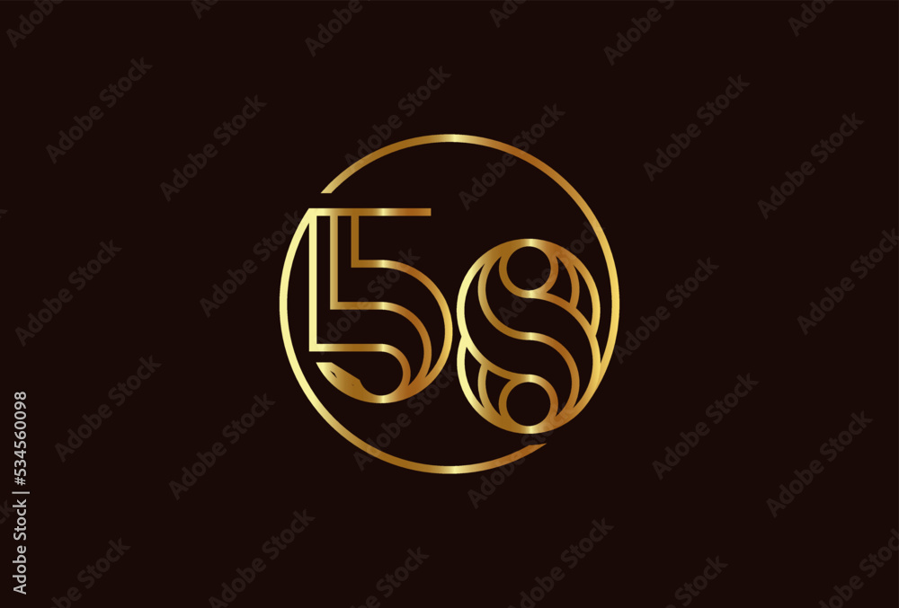 Number 58 Logo, Number 58 monogram line style inside circle can be used ...