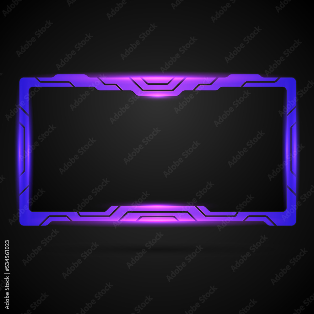 Abstract glowing neon border frame for live stream overlay, modern ...
