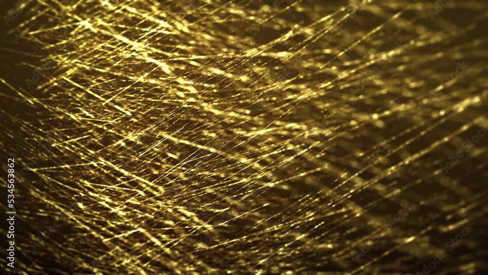 Abstract Gold Filaments Bursting Background/ 4k animation of an ...