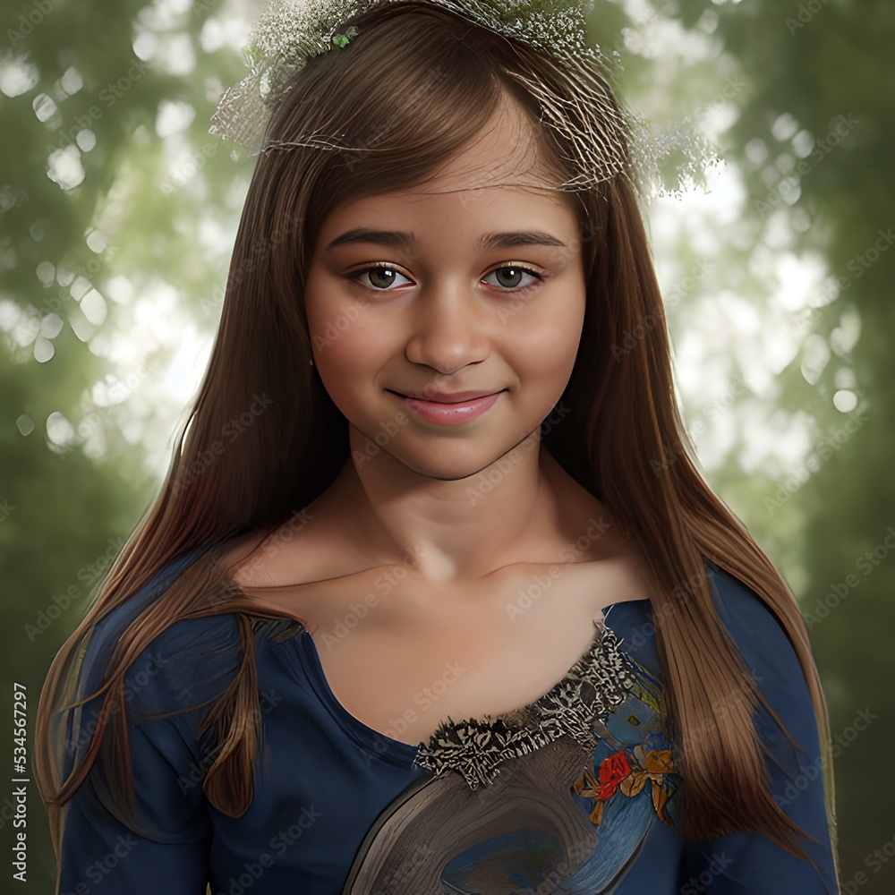 Beautiful fairy queen with ornaments in her hair. Fantasy art, digital ...