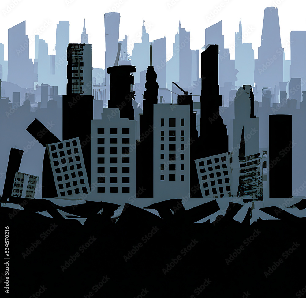 destroyed city vector Stock Illustration | Adobe Stock