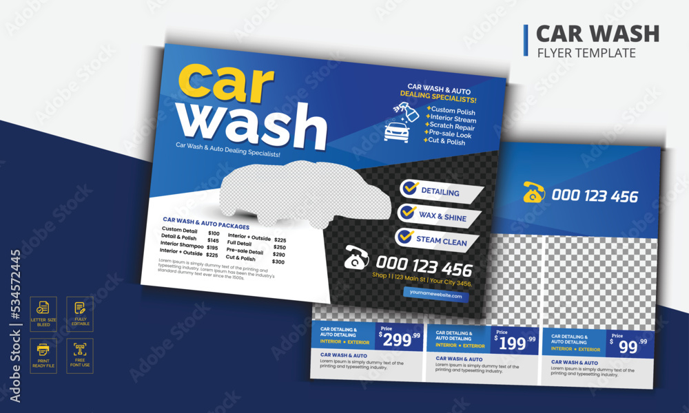 Car Wash Flyer. Car Wash leaflet design. Car Wash poster Stock Vector ...
