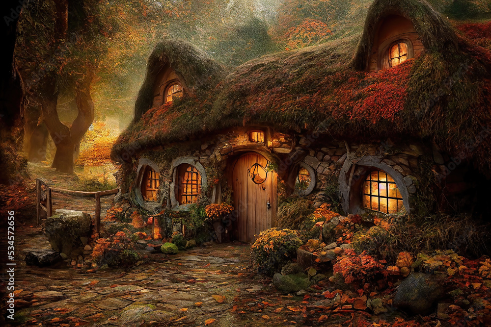 AI generated of a fairy-tale cottage in the forest, straight out of a ...
