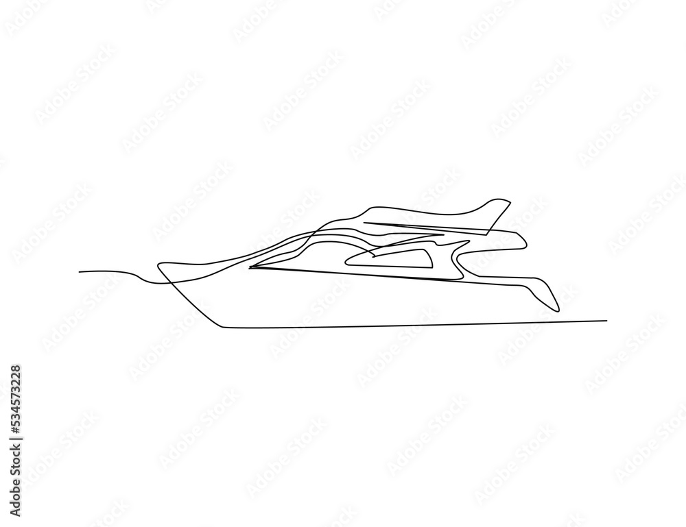 Continuous single line drawing art of Speed boat. Luxury Yacht line art ...