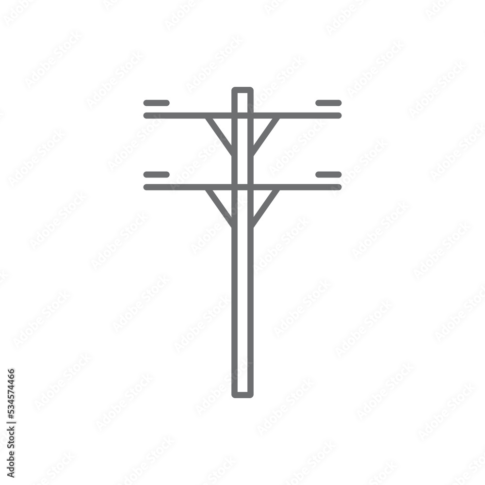 eps10 grey vector power pole line art icon isolated on white background ...