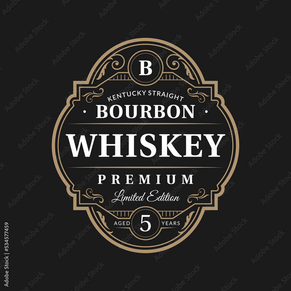 Vintage frame logo. Antique packaging label. Suitable for whiskey ...