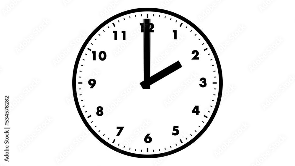 4k 2d minimal clock animation, seamless loop, full 12-hour cycle in 30 ...