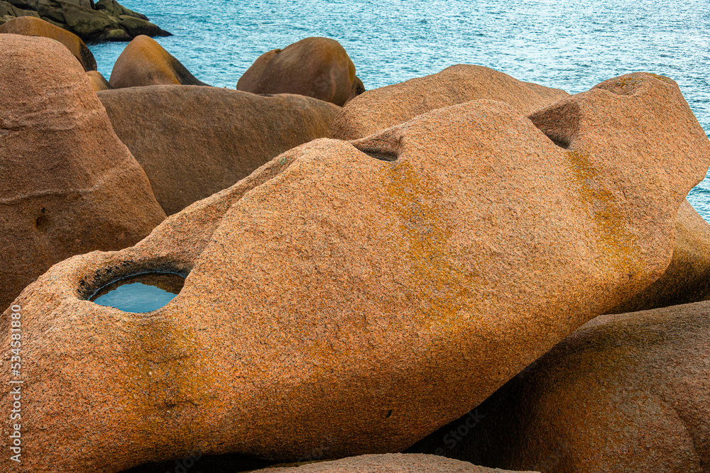 Famous granite rocks at the cote de granite rose in Tregastel in ...