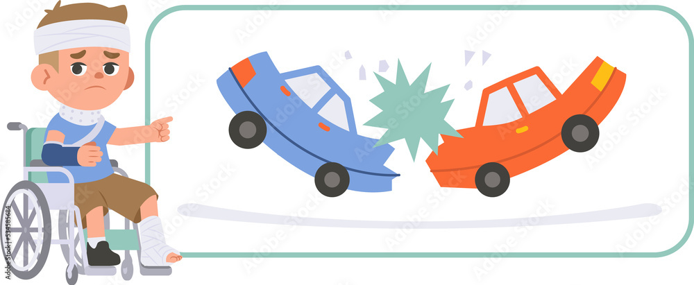 A man injured from the car crash accident, head, neck and arm was ...