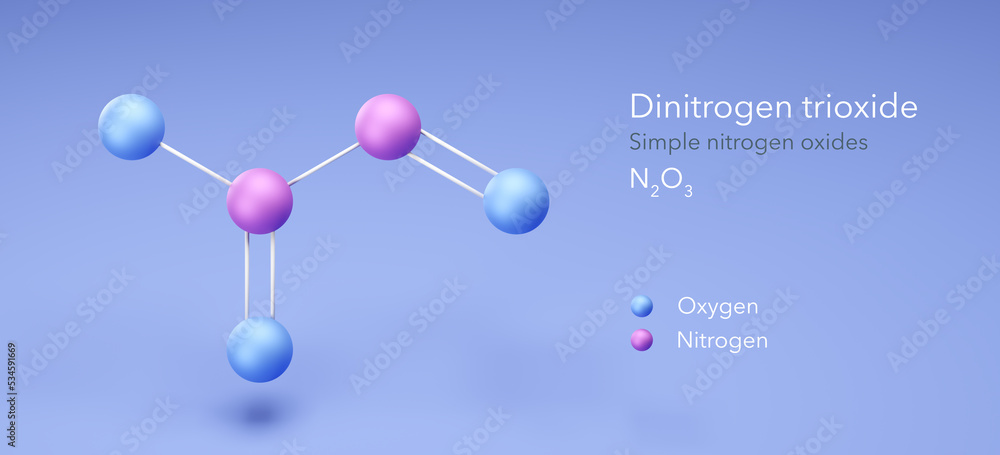 Poster dinitrogen trioxide, molecular structures, nitrogen oxides, 3d ...