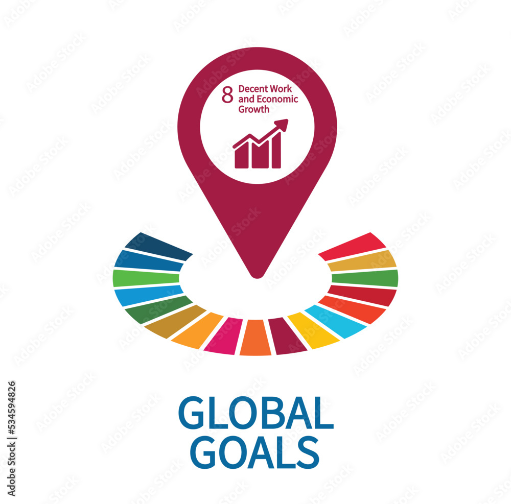 Decent Work and Economic Growth Icon - Goal 8 out of 17 Sustainable ...
