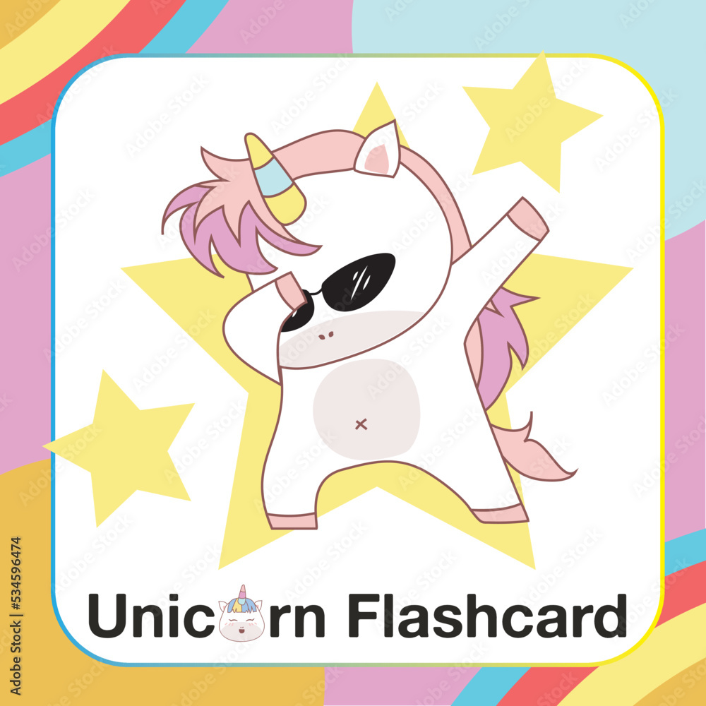 Cute Unicorn Flashcard for Children. Ready to print. Printable game ...