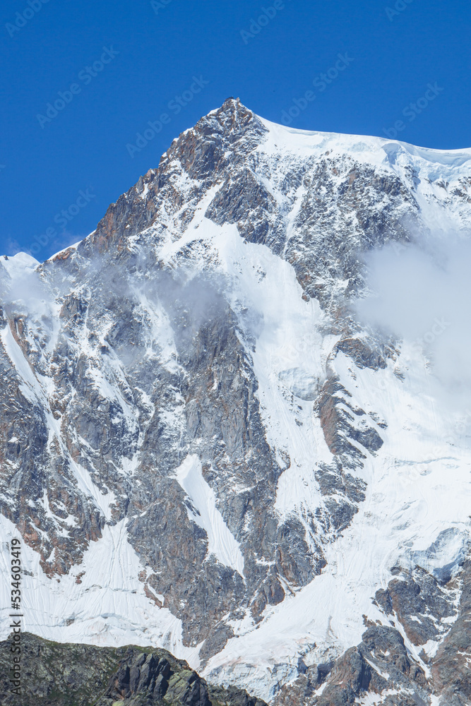 Monte rosa, one of the highest and most famous mountains in the alps ...