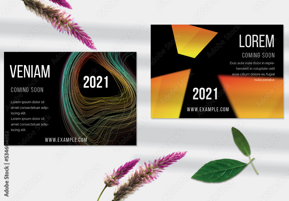 Flyer Layouts with Abstract Motion Blur and Glowing Shape Stock ...