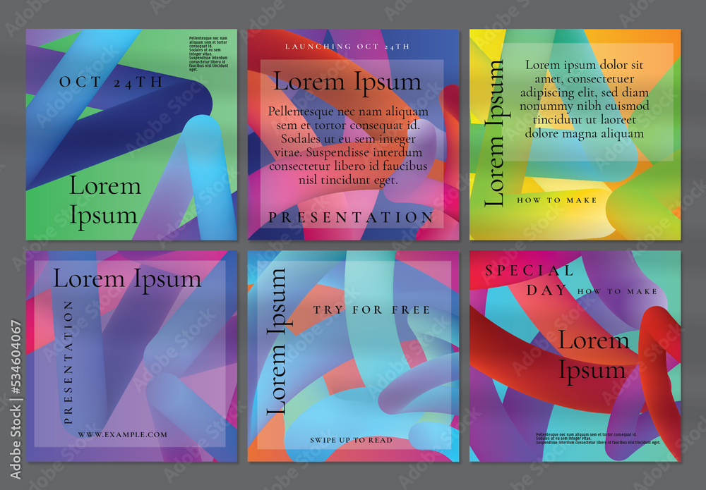 Social Media Post Layouts with Futuristic Fluid Gradient Shape Stock ...