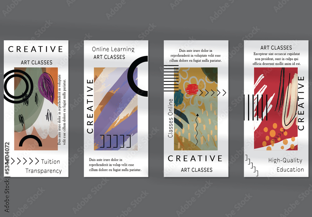 Flyer Layouts with Black Shapes and Bright Abstract Rectangle on White ...