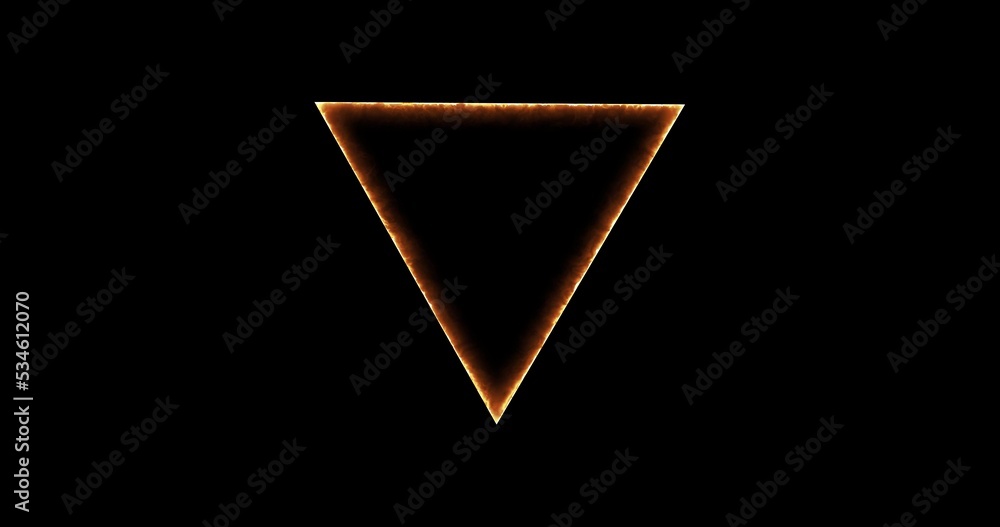 Fire triangle on a black background. Abstract hot triangle, flame frame ...