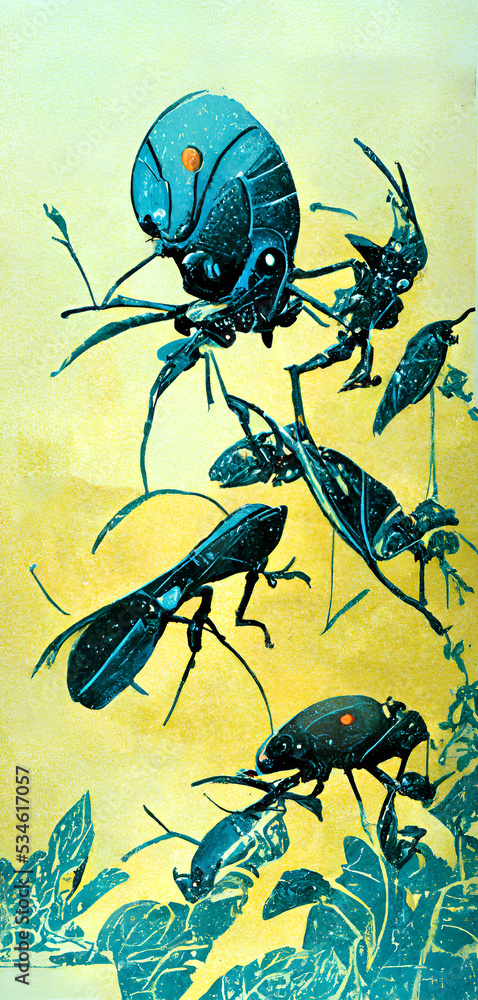 vertical panoramas: broken insects (originally designed for gig posters ...